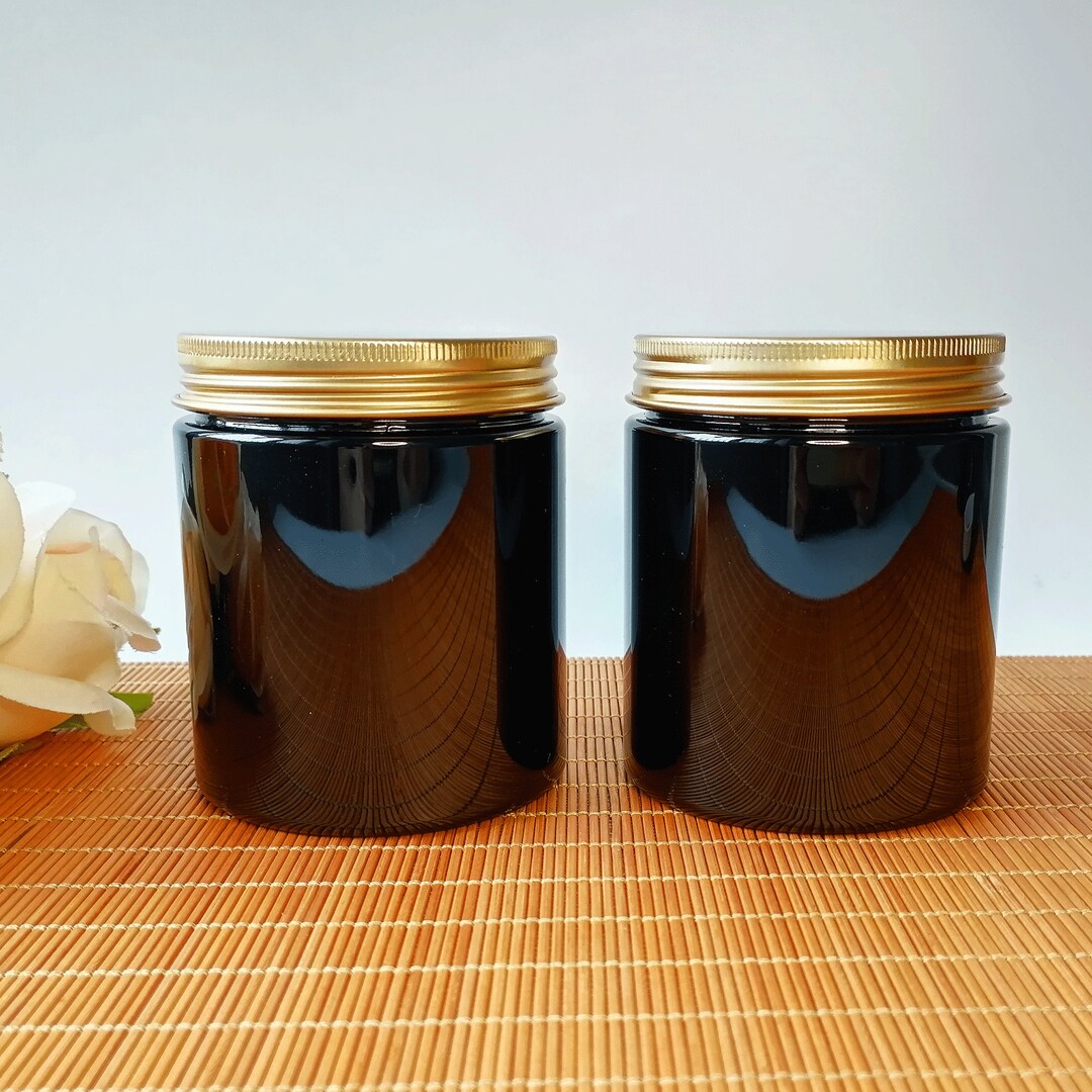 250g Black Plastic Cream Jar Refillable Cosmetic Storage Bottle Sample ...