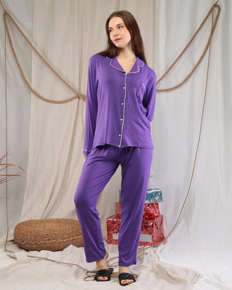 Purple Plain Victorias Pajama Set | Cozy and Chic Sleepwear | Comfy ...