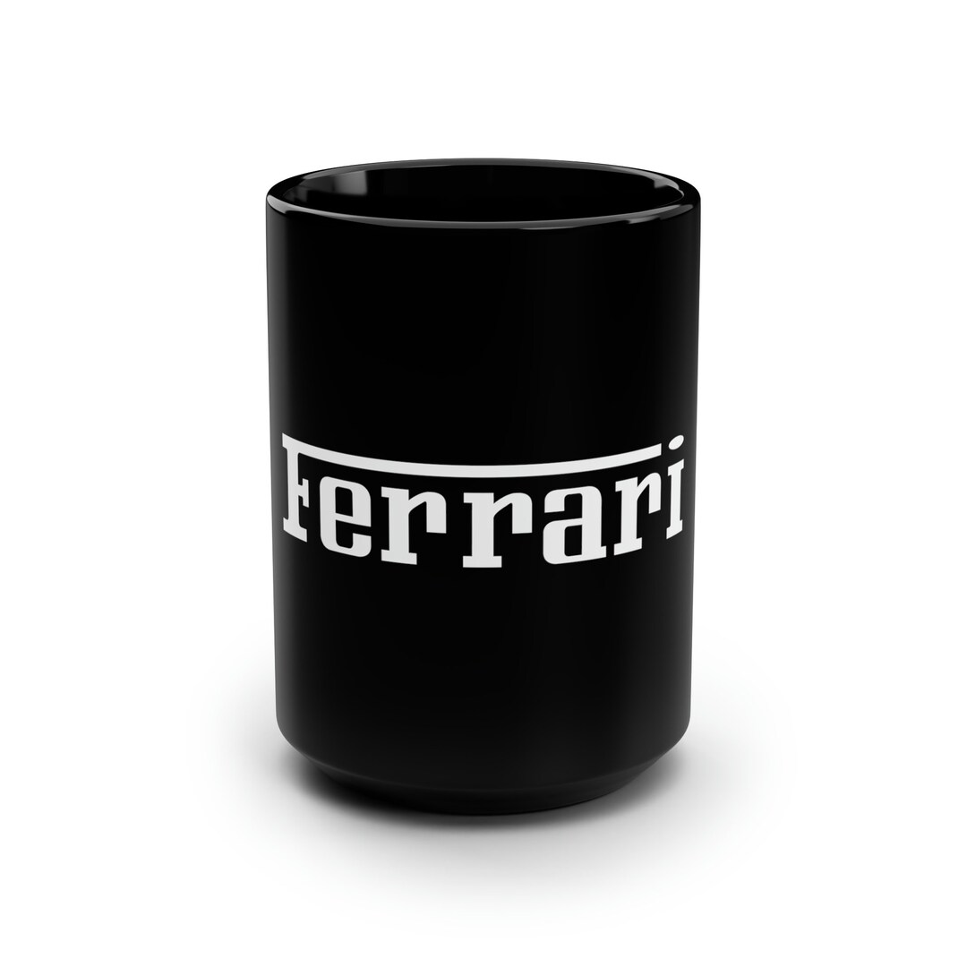 Ferrari Signature Sleek Black With White Lettering 15oz Coffee - Etsy