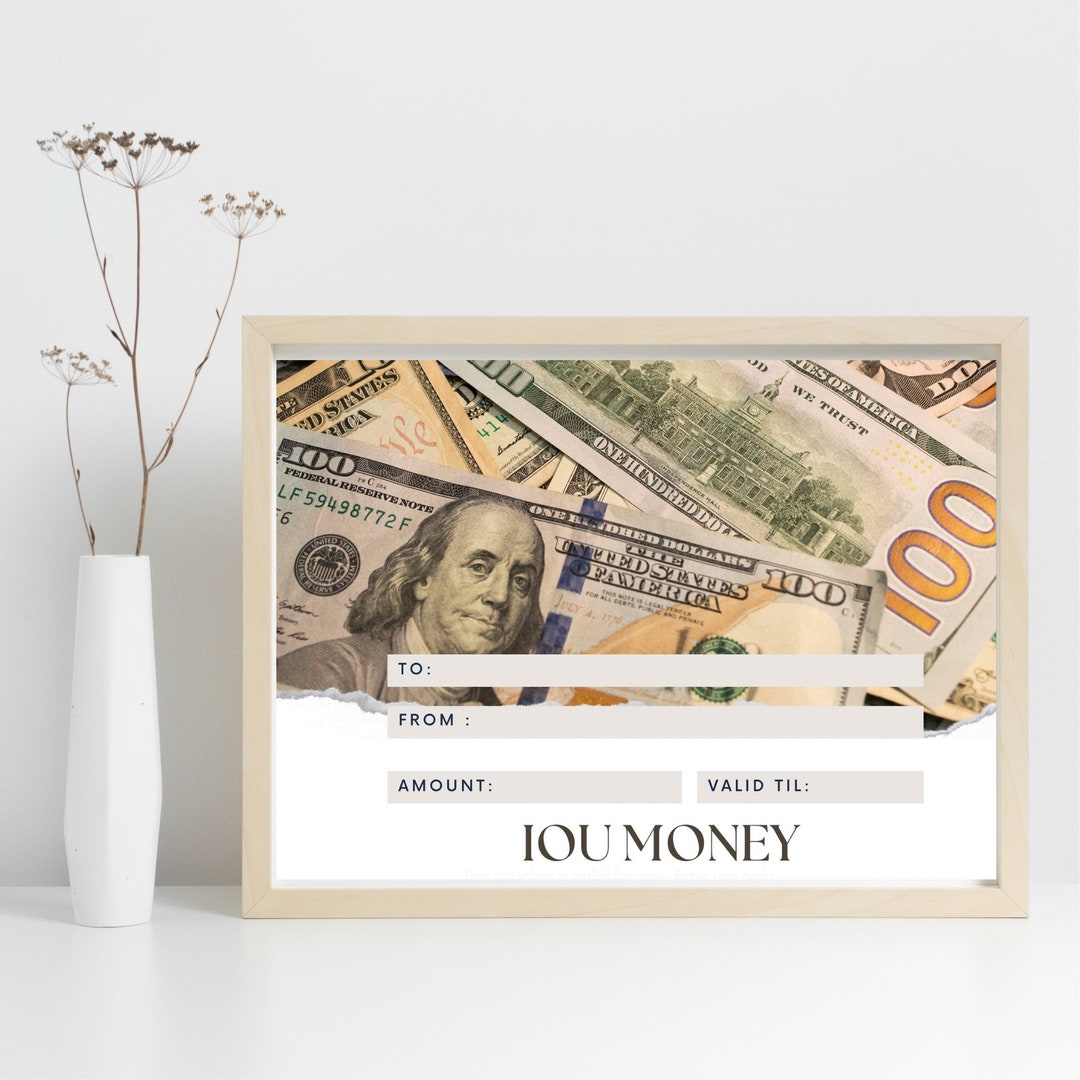 IOU Printable Gift Certificate - Money - Etsy