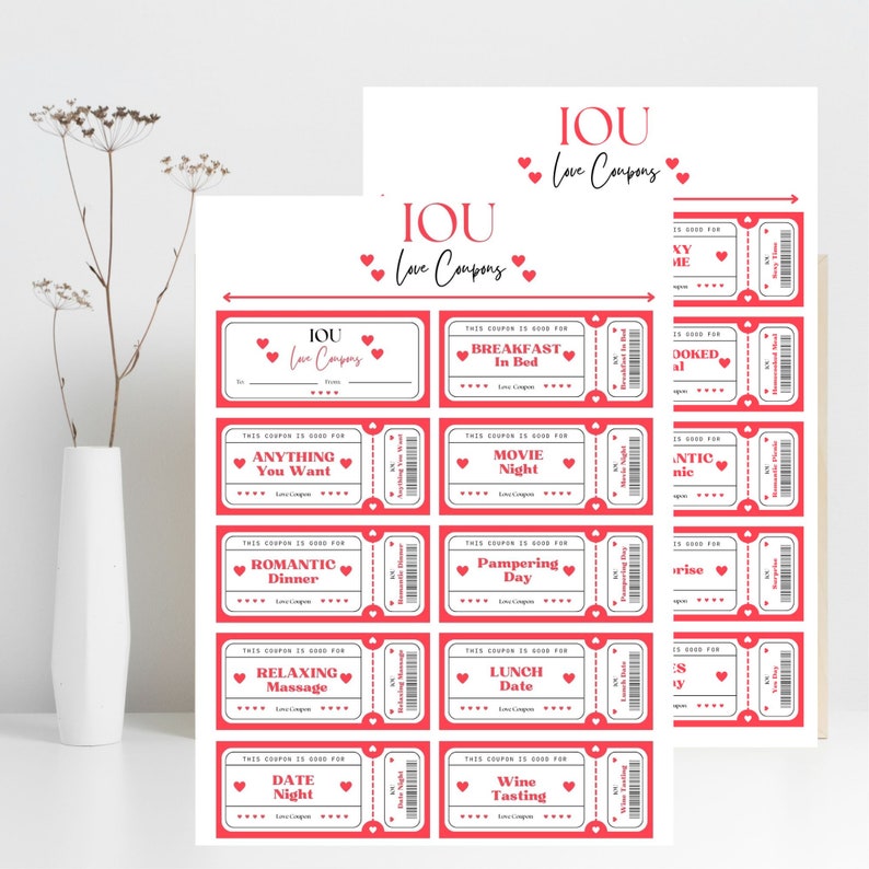 Printable Love Coupons - IOU - Etsy