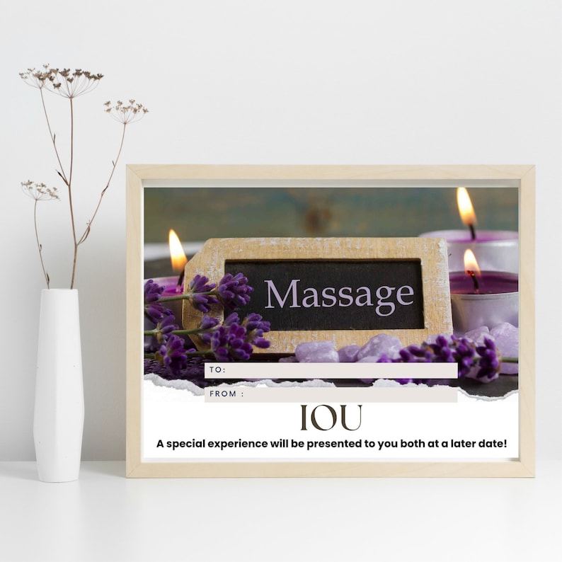 IOU Printable Gift Certificate - Massage - Etsy