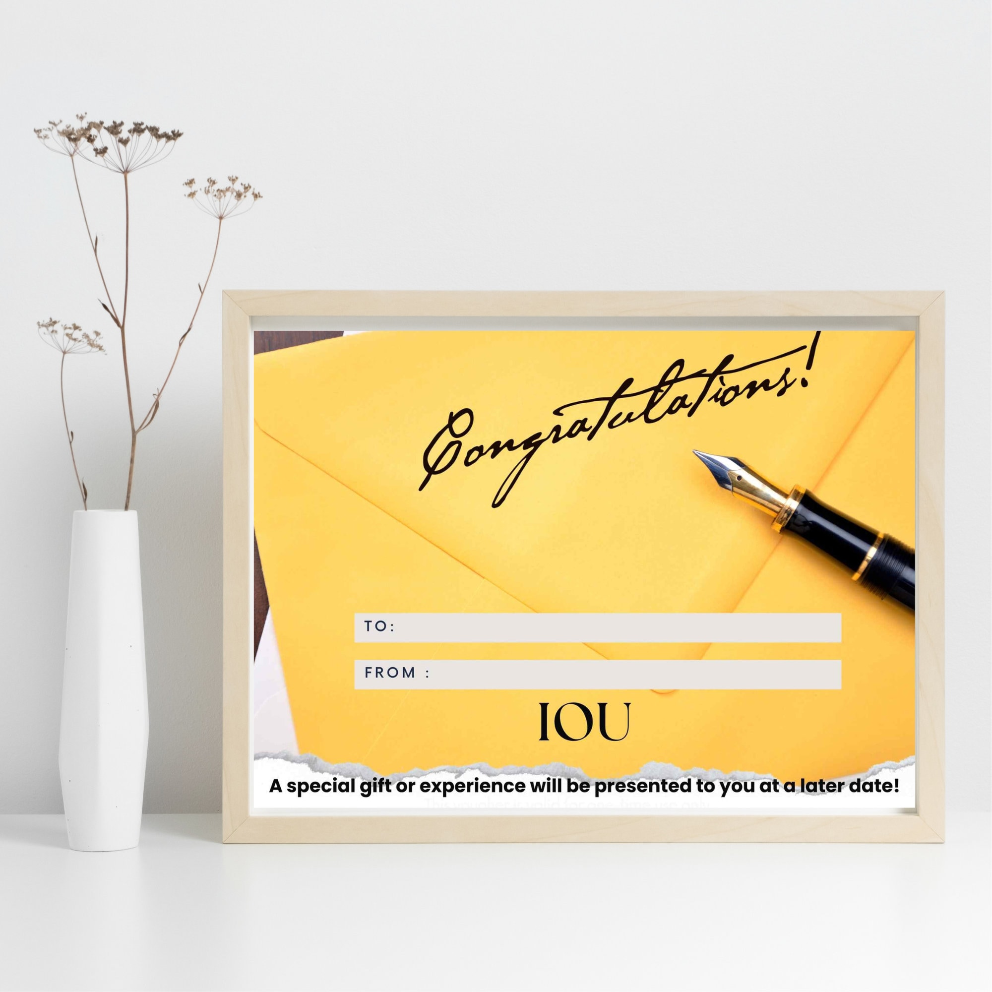 IOU Printable Gift Certificate - Congratulations - Etsy