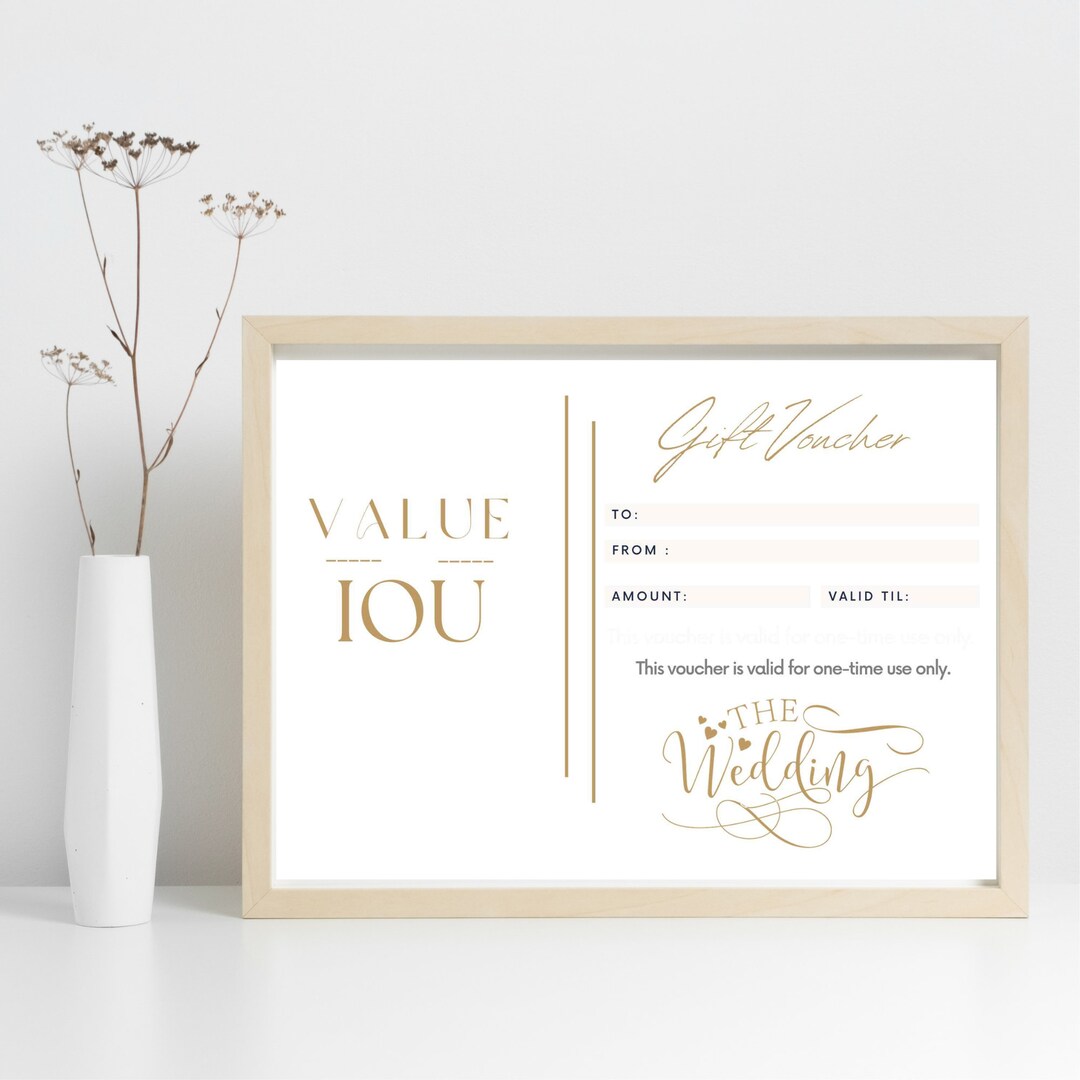 IOU Printable Gift Certificate - Wedding - Etsy
