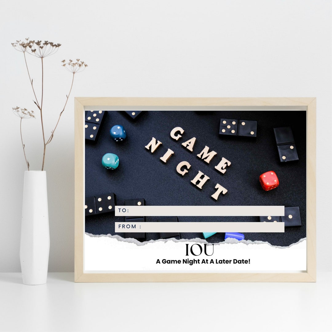 IOU Printable Gift Certificate - Gaming Night - Etsy