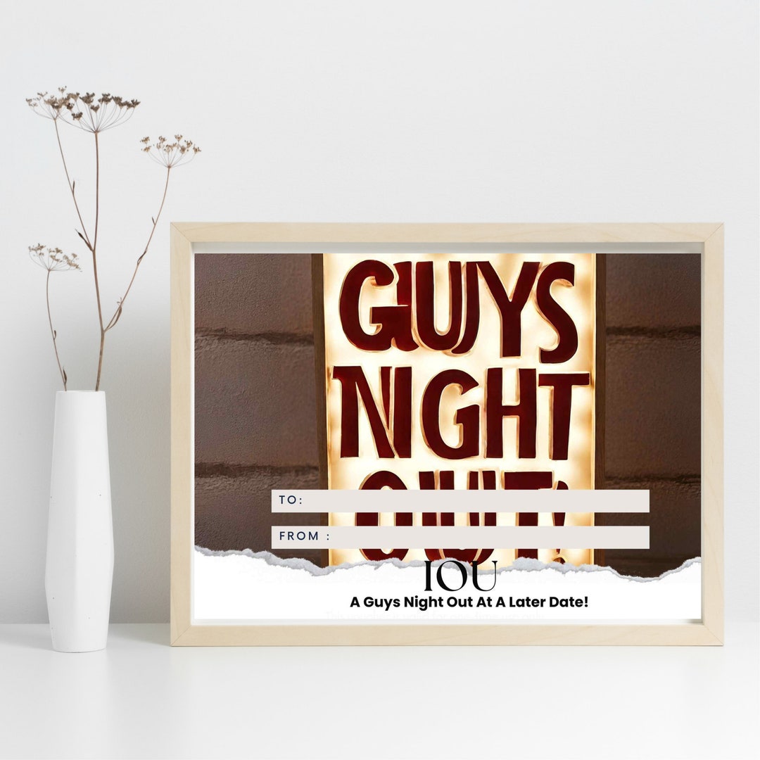IOU Printable Gift Certificate -boy's Night Out - Etsy