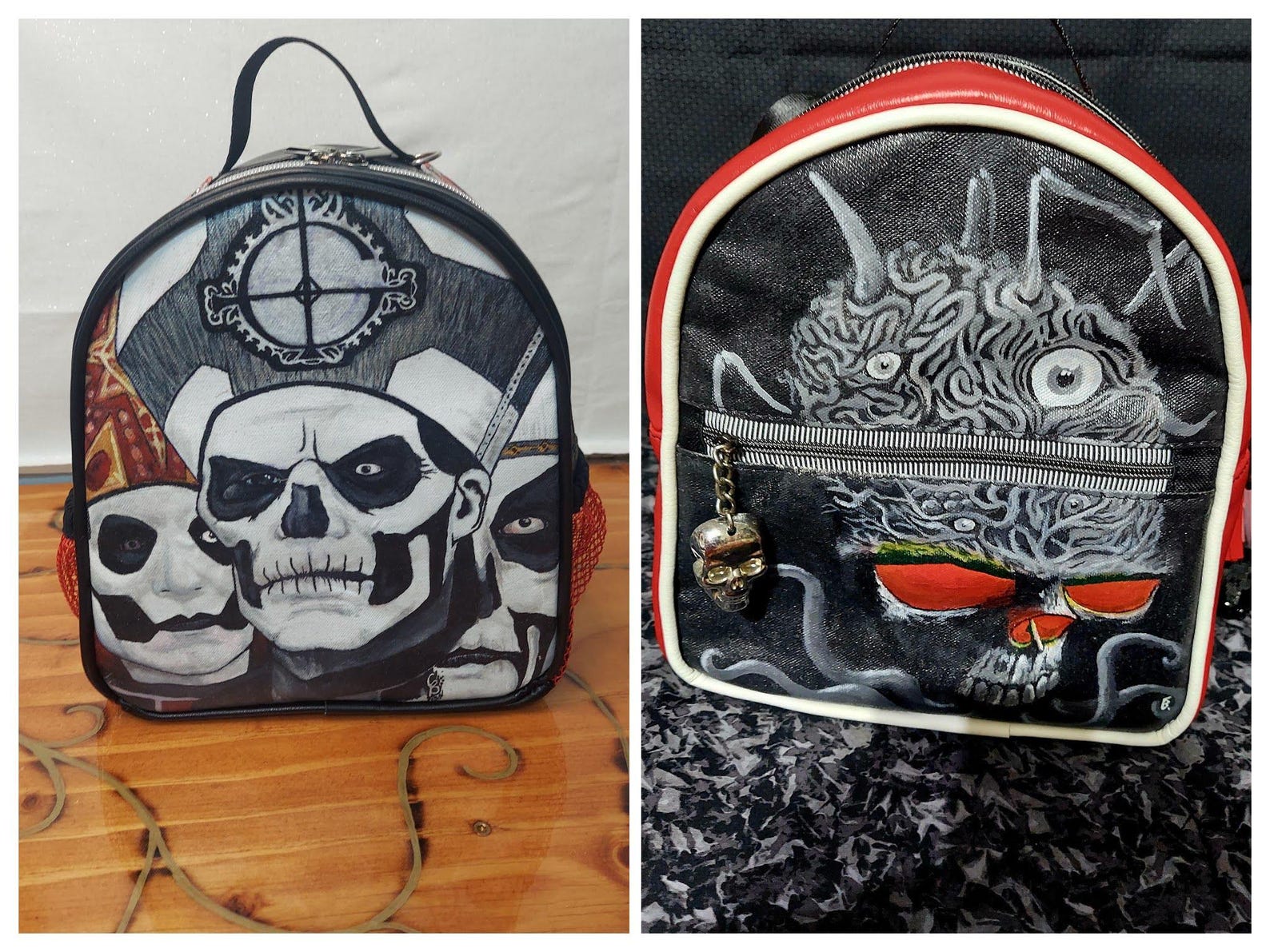 Mini Backpack, Skull, Ghost, the Band Ghost, Hand Painted - Etsy
