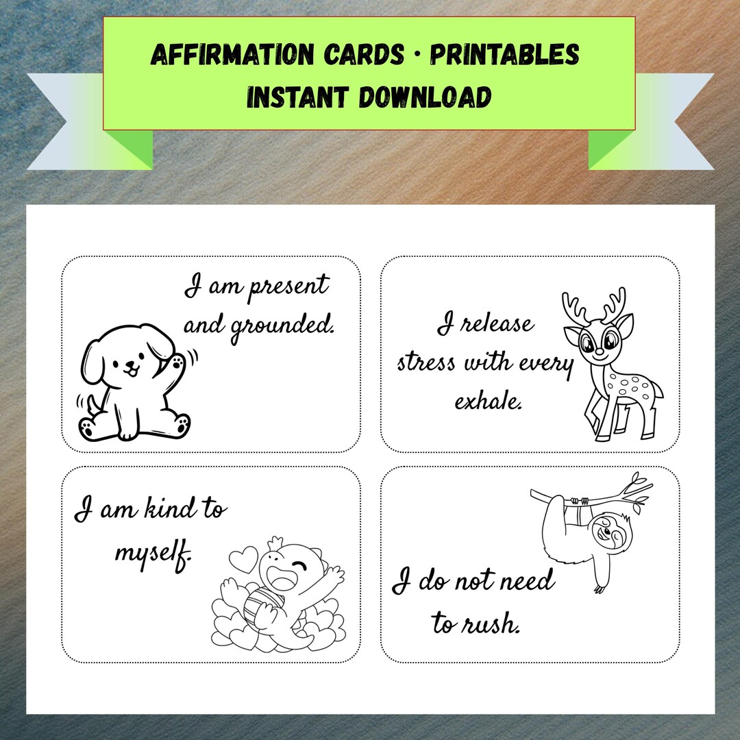 Calm Affirmation Cards | Printable Mindfulness Gift (instant Download ...