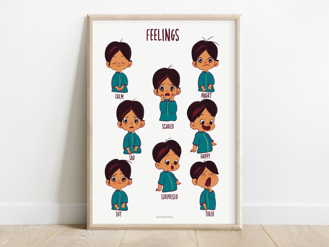 Kid's Feelings, Emotions Chart to Print Educational Poster Mental ...
