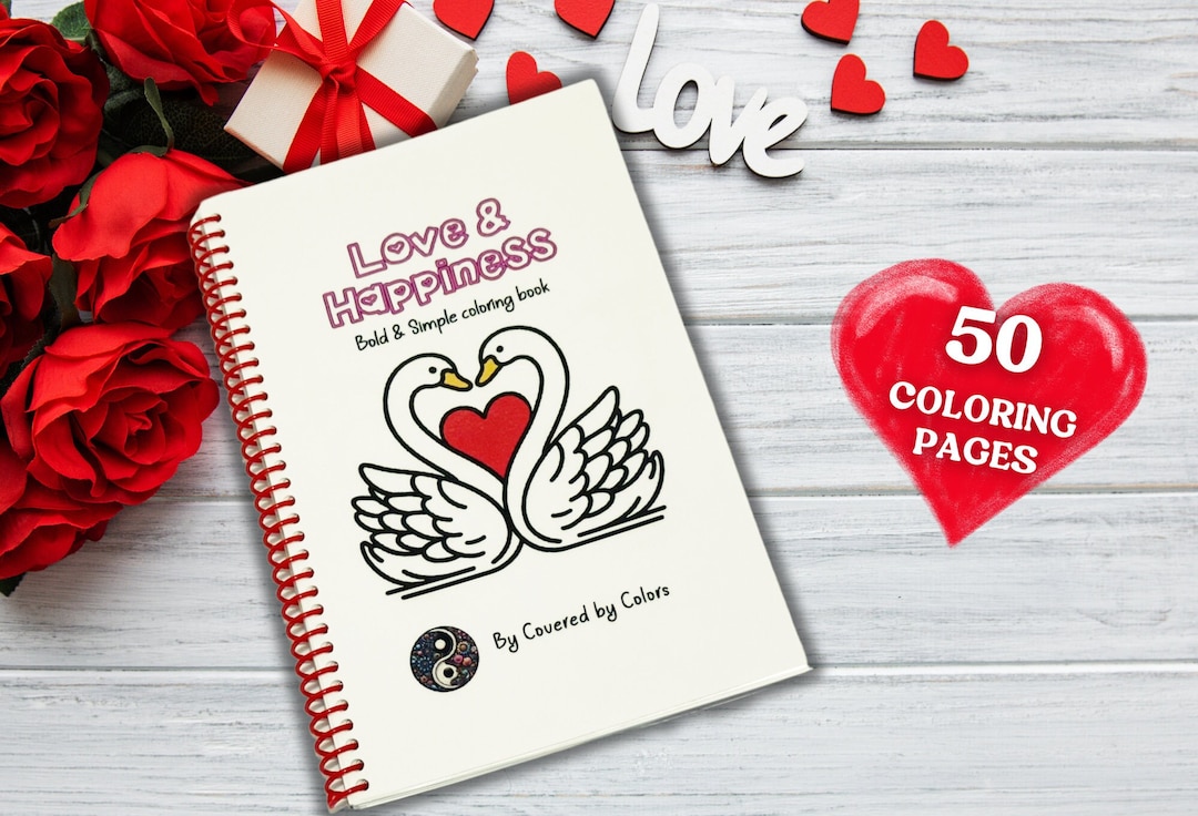 Love and Happiness Bold and Simple Coloring Book Stress Free Coloring ...