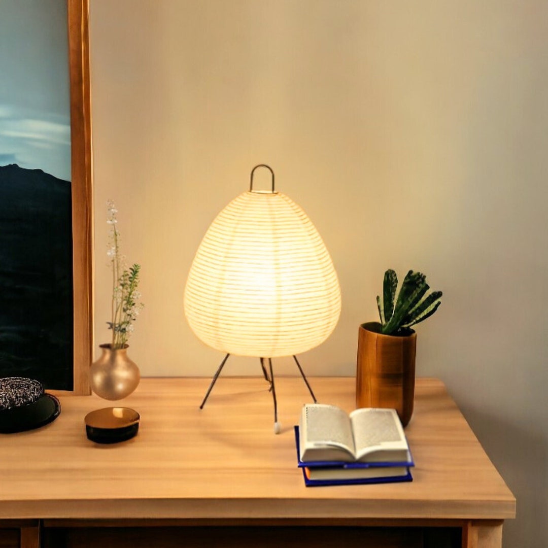 Japanese Lighted Table Lamp Printed Rice Paper Lamp Bedroom Decor ...