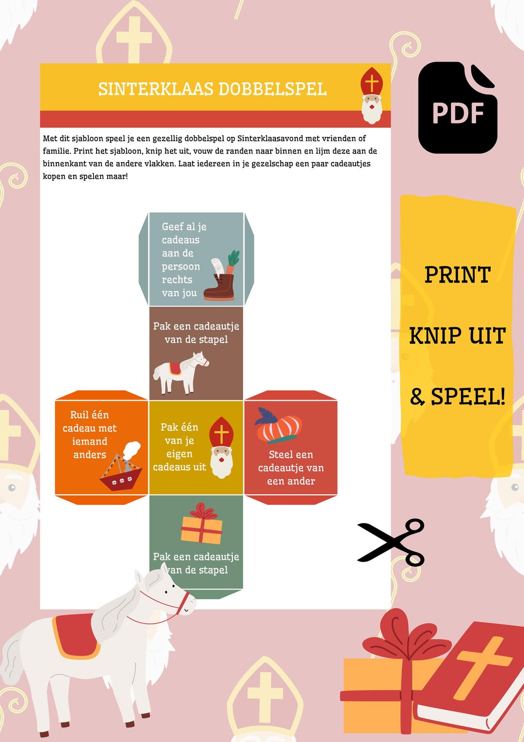 Sinterklaas Dobbel Spel, Dobbelen, Dice Game, DIY, Printable, Template ...