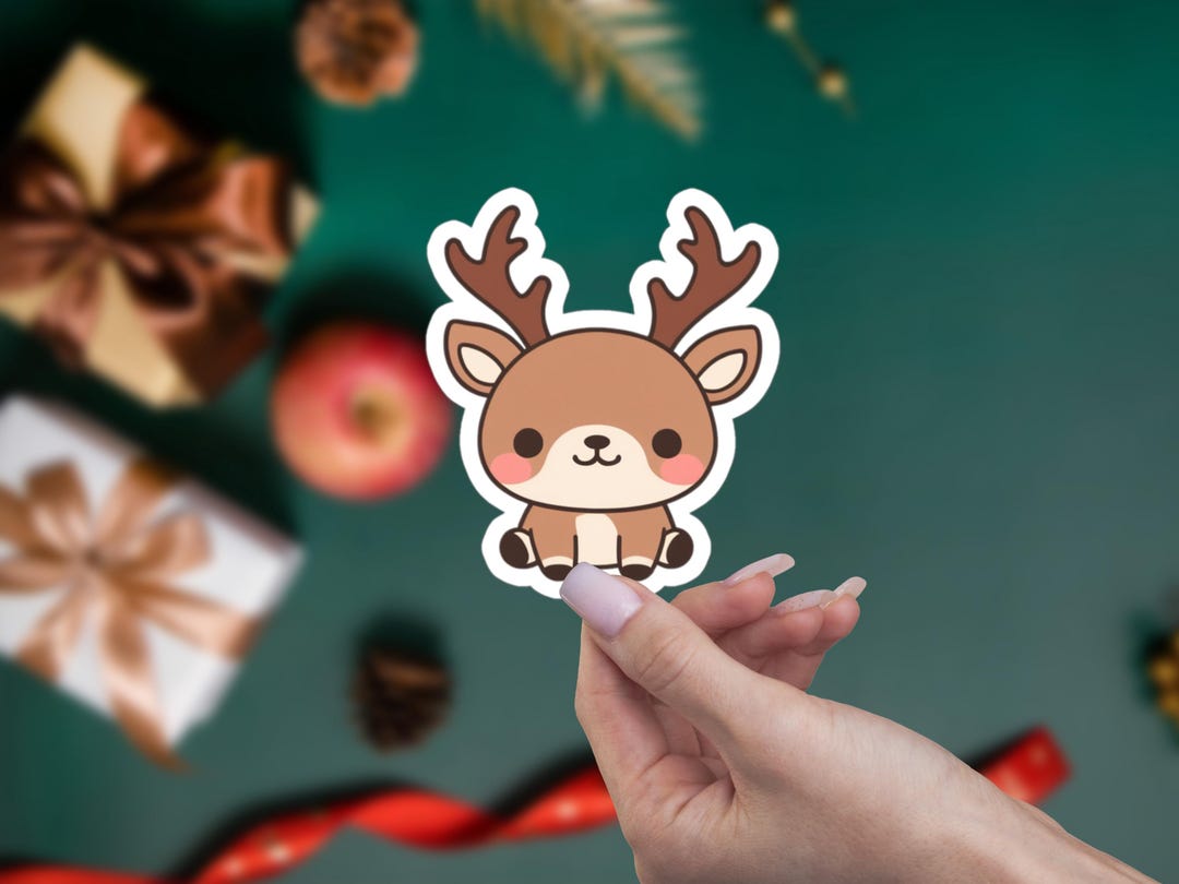 Cute Kawaii Reindeer Sticker for Laptop \ Water Bottle \ Tumbler - Etsy