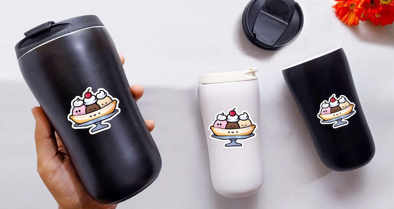 Cute Banana Split Ice Cream Sticker - Laptop, Tumbler Decal - Etsy