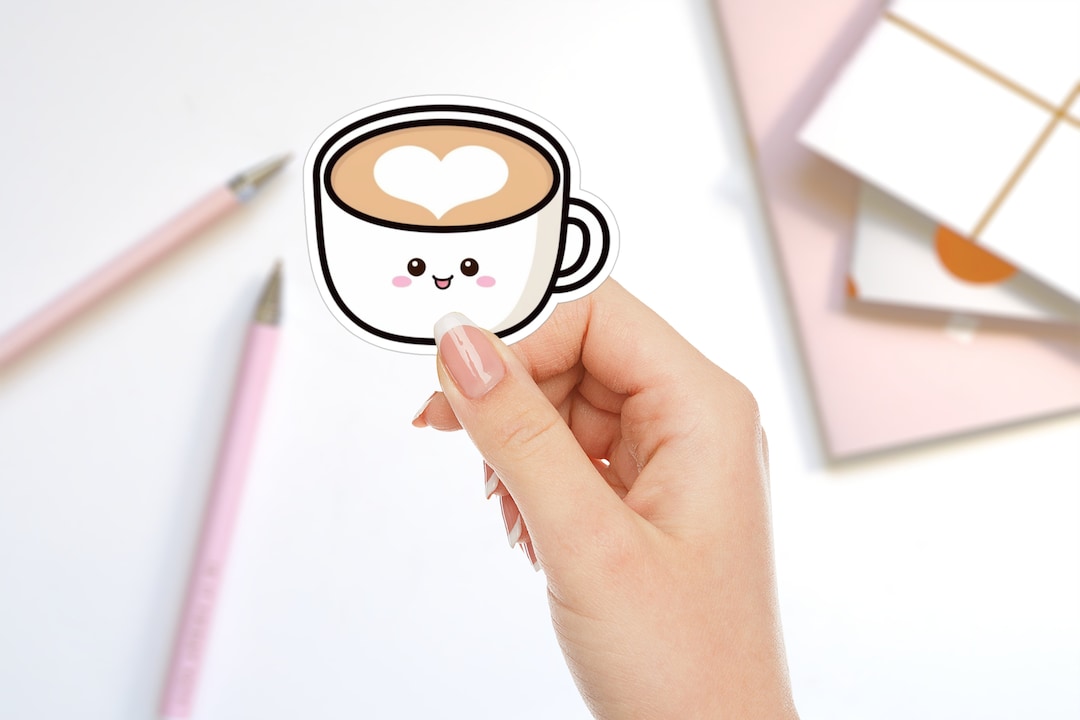 Cute Cup of Coffee Sticker for Laptop \ Water Bottle \ Tumbler - Etsy