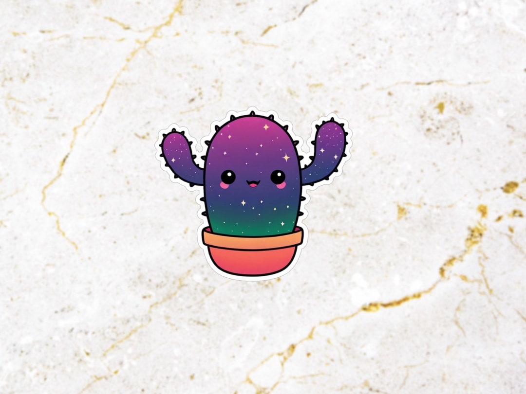 Cute Galaxy Cactus Laptop/tumbler Sticker Decal - Etsy
