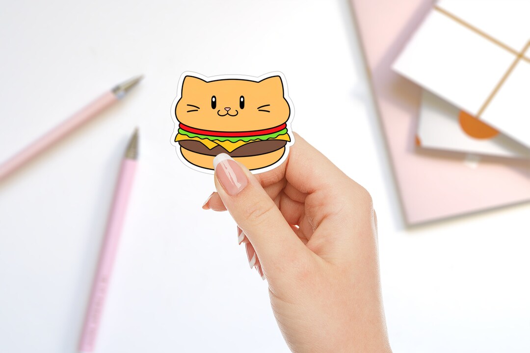 Cat Burger Sticker, Foodie Decal, Weather/uv Resistant - Etsy