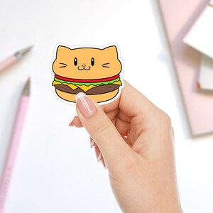Cute Cat Burger Laptop/tumbler Sticker - Etsy