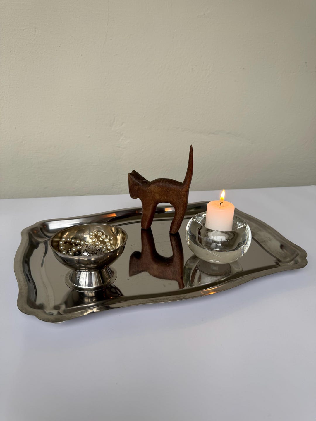 Vintage Stainless Steel Serving Platter: Mid-century Modern Silver Tray ...
