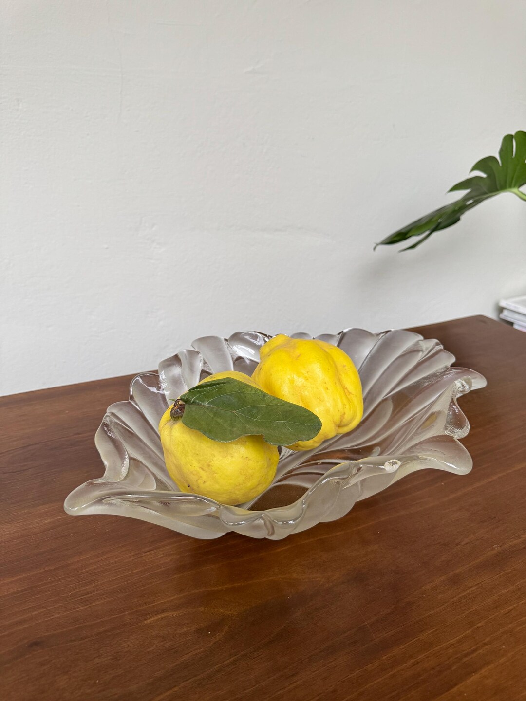 Vintage Mikasa Frosted Crystal Leaf Centerpiece Bowl - Walther Glass - Etsy