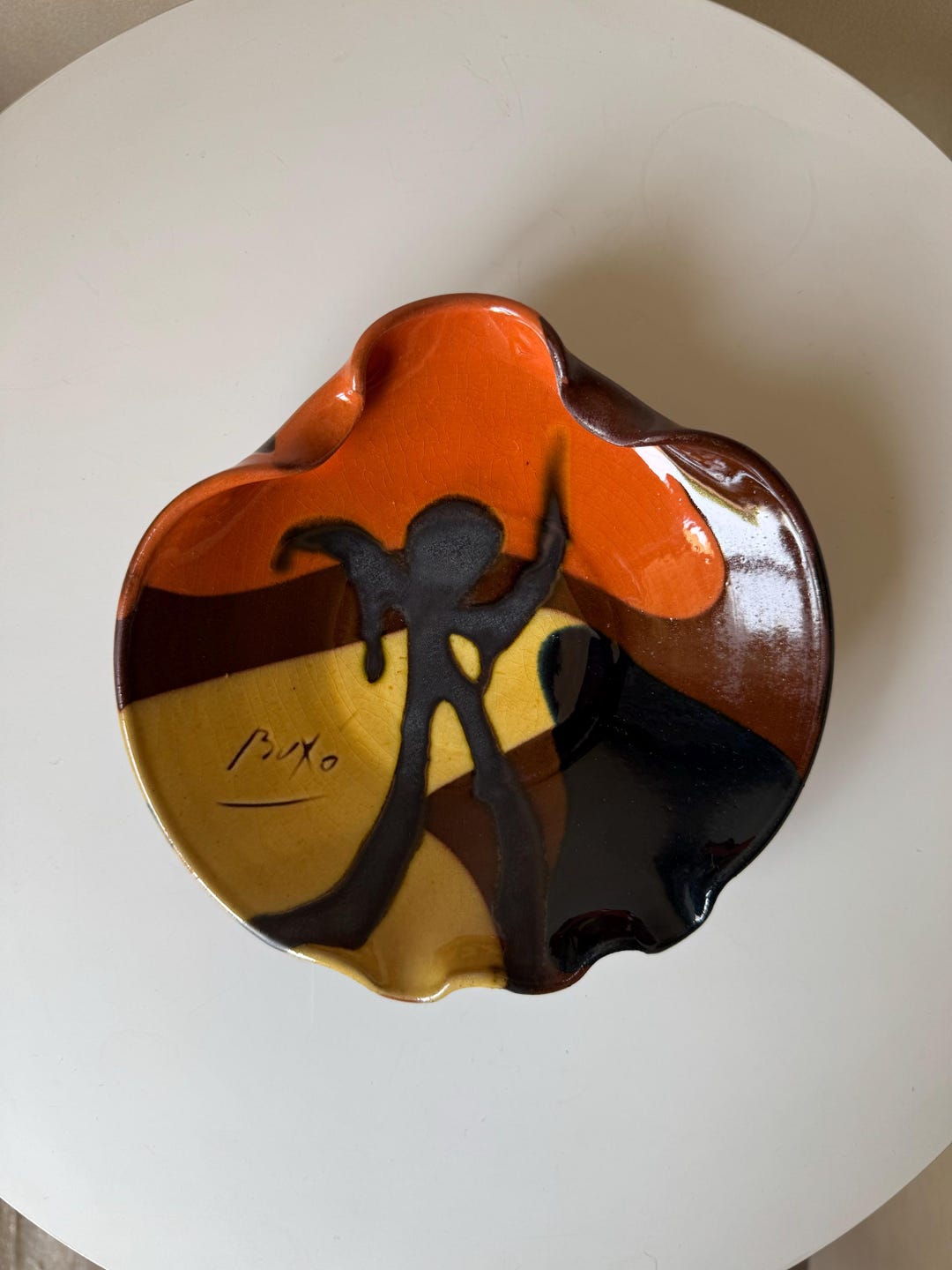 Vintage Mid Century Modernist Handmade and Signed Pottery Ceramic Plate ...