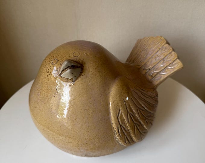 Vintage Large FAT BIRD Garden Statue Pottery Beige Glazed Ceramic - Etsy