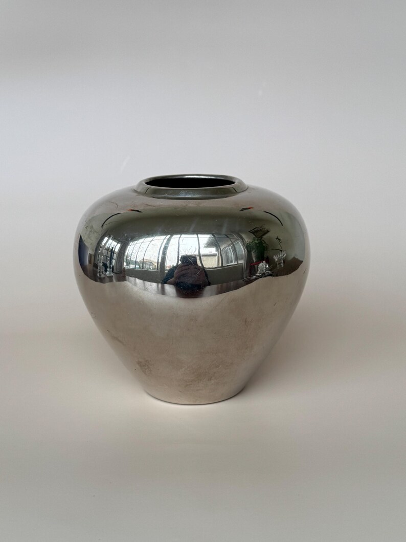 Vintage Minimalist Silver Metal Vase - Etsy
