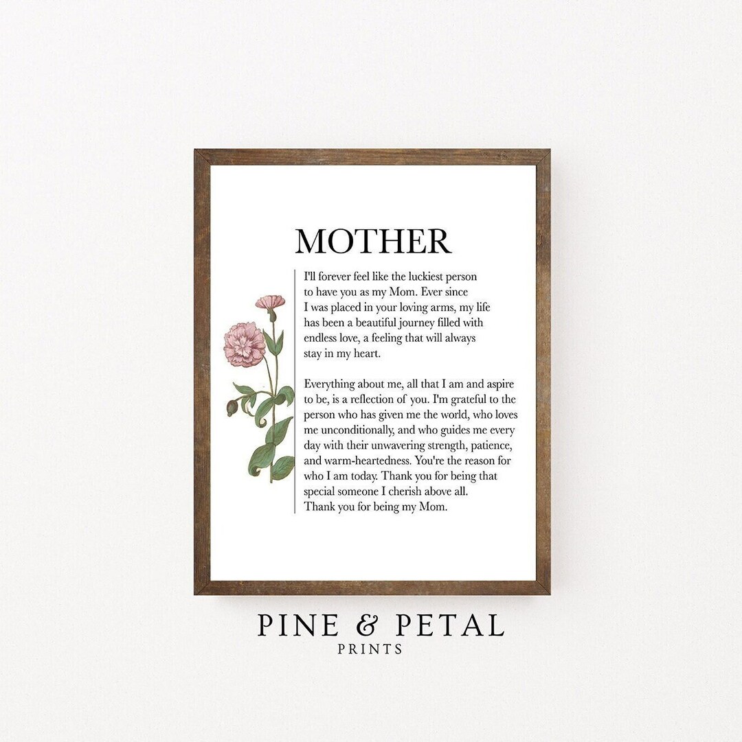 Printable Heartfelt Poem for Mom, Mother's Day or Christmas Gift for ...