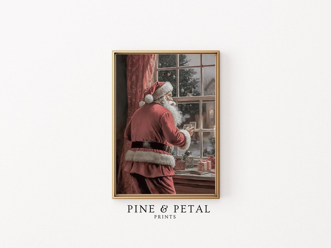 Vintage Santa Looking Out Window, Printable Seasonal Christmas ...