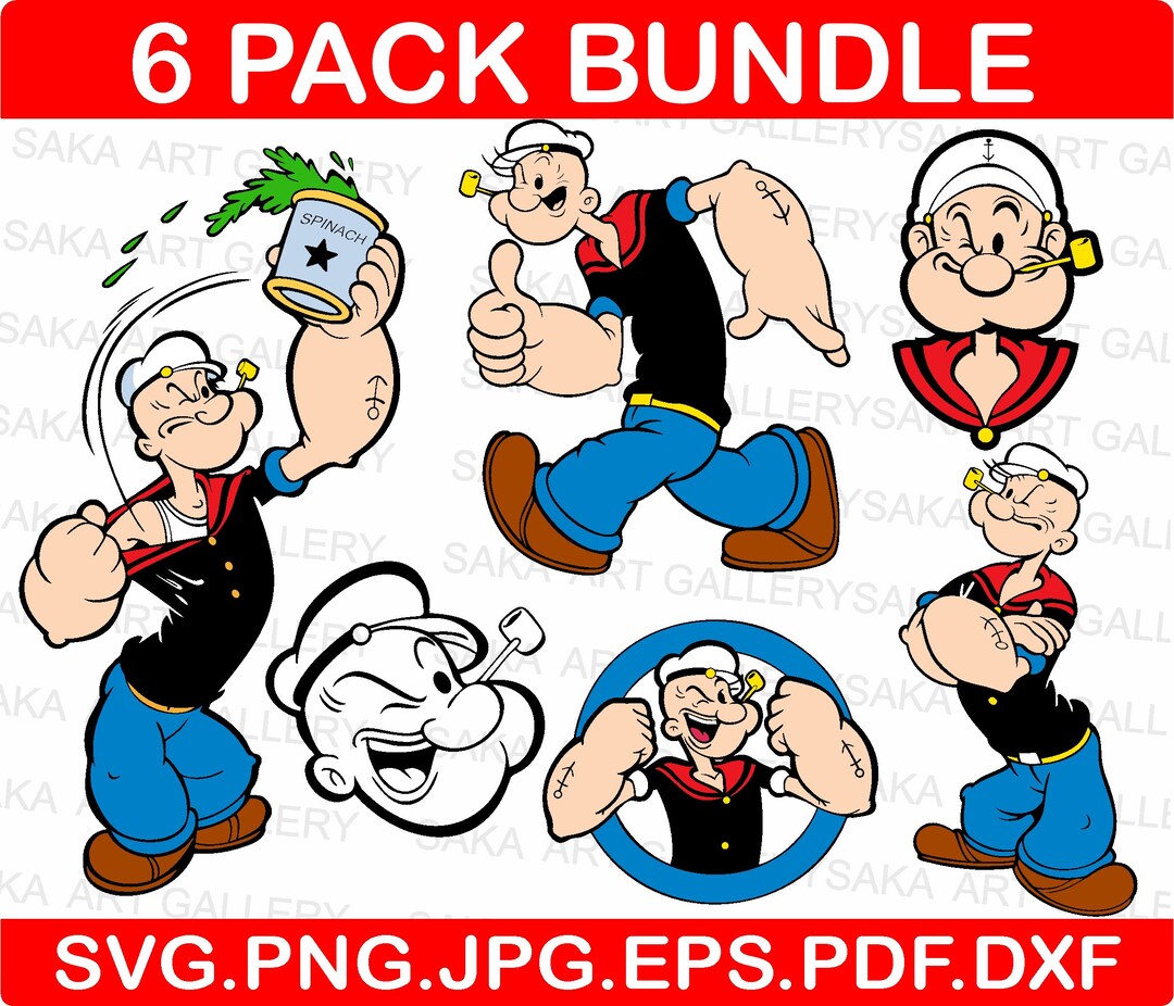 Popeye SVG, Popeye the Sailor Svg, High Quality Layered Files, Svg ...