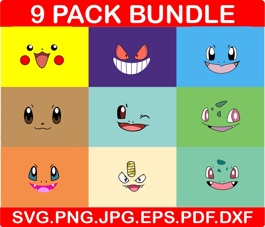 Pokemon faces SVG, Pikachu SVG, High quality layered files, svg files ...