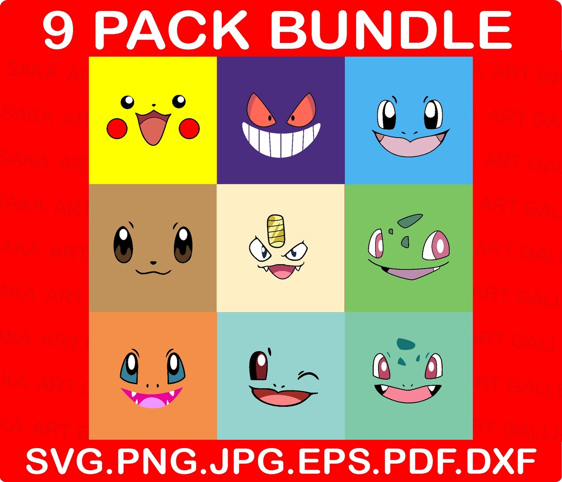 Pokemon Faces SVG, Pikachu SVG, High Quality Layered Files, Svg Files ...