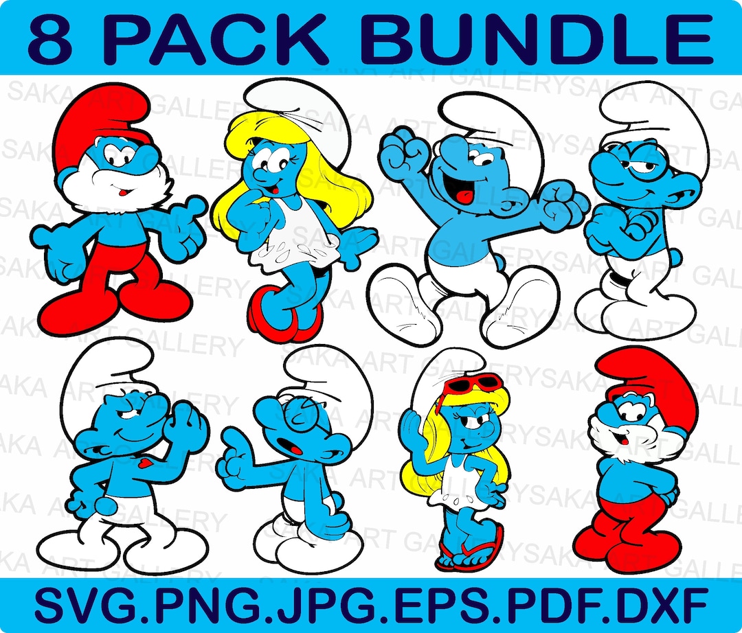 Pitufos SVG, Cartoon Bundle svg, Archivos en capas de alta calidad ...