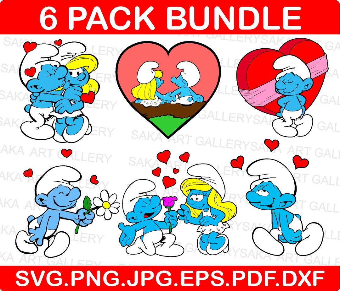 Pitufos SVG, Valentine svg, Archivos en capas de alta calidad, archivos ...