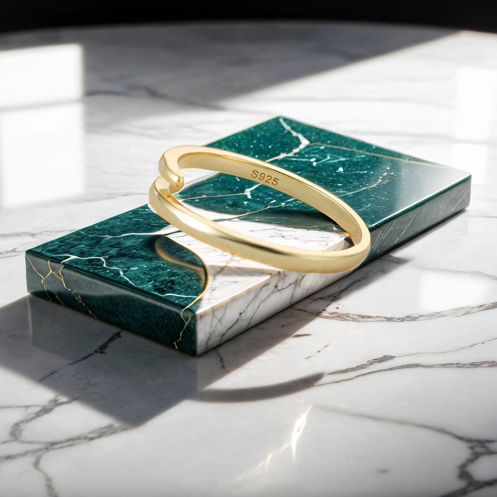 24k Gold Diamond Adjustable Ring Zirconia Ring Sterling Silver ...