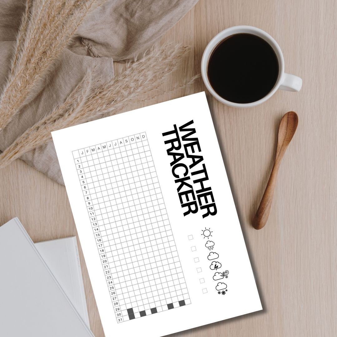 Printable Weather Tracker, Yearly Tracker, A4 Journal Page Tracker ...