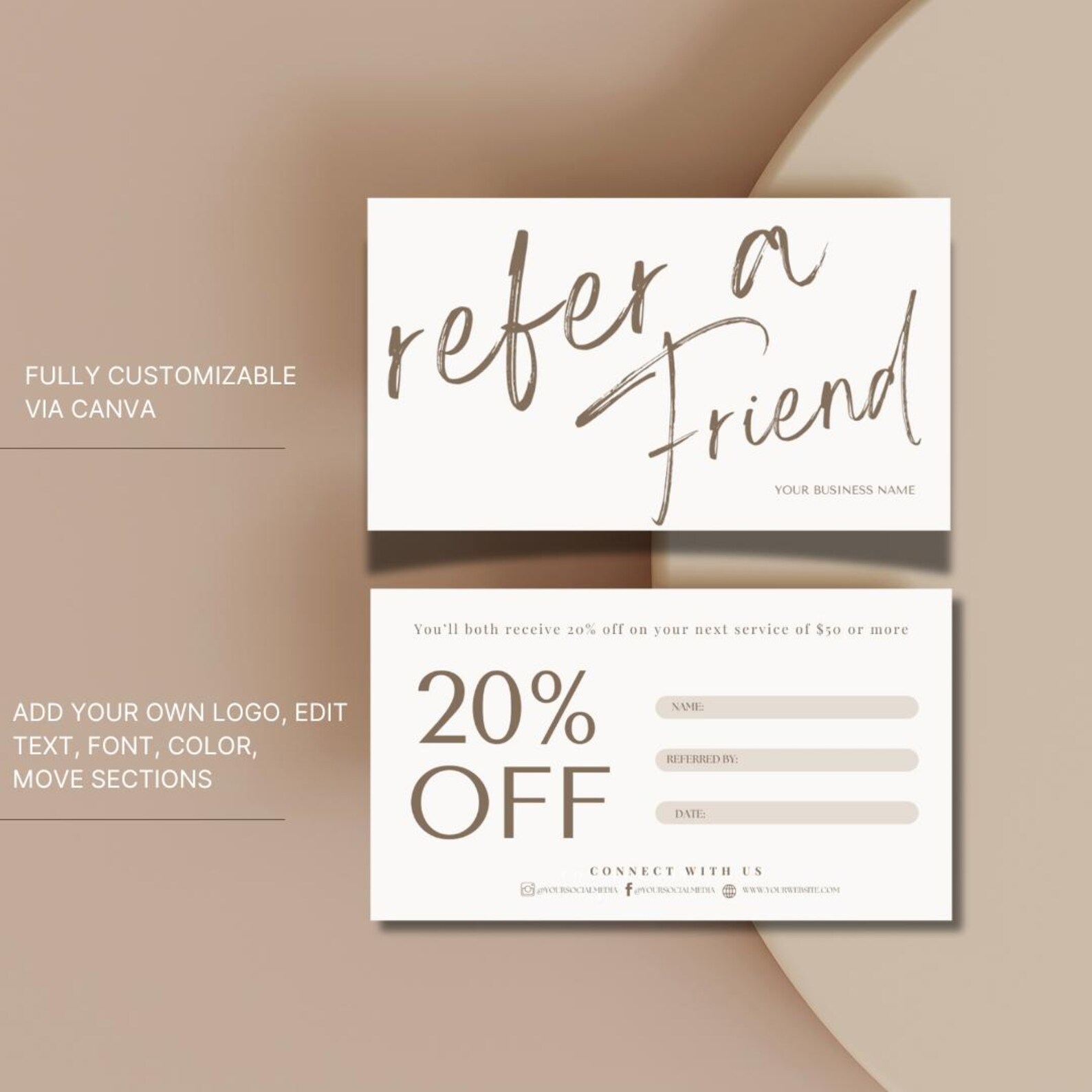 Editable Referral Card Canva Template Printable Refer a Friend Template ...