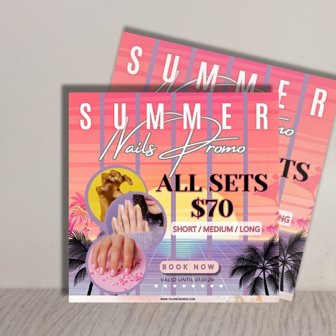 Summer Sale Promo Nails Flyer Wax Nail Book Now Giveaway Discount Flyer ...
