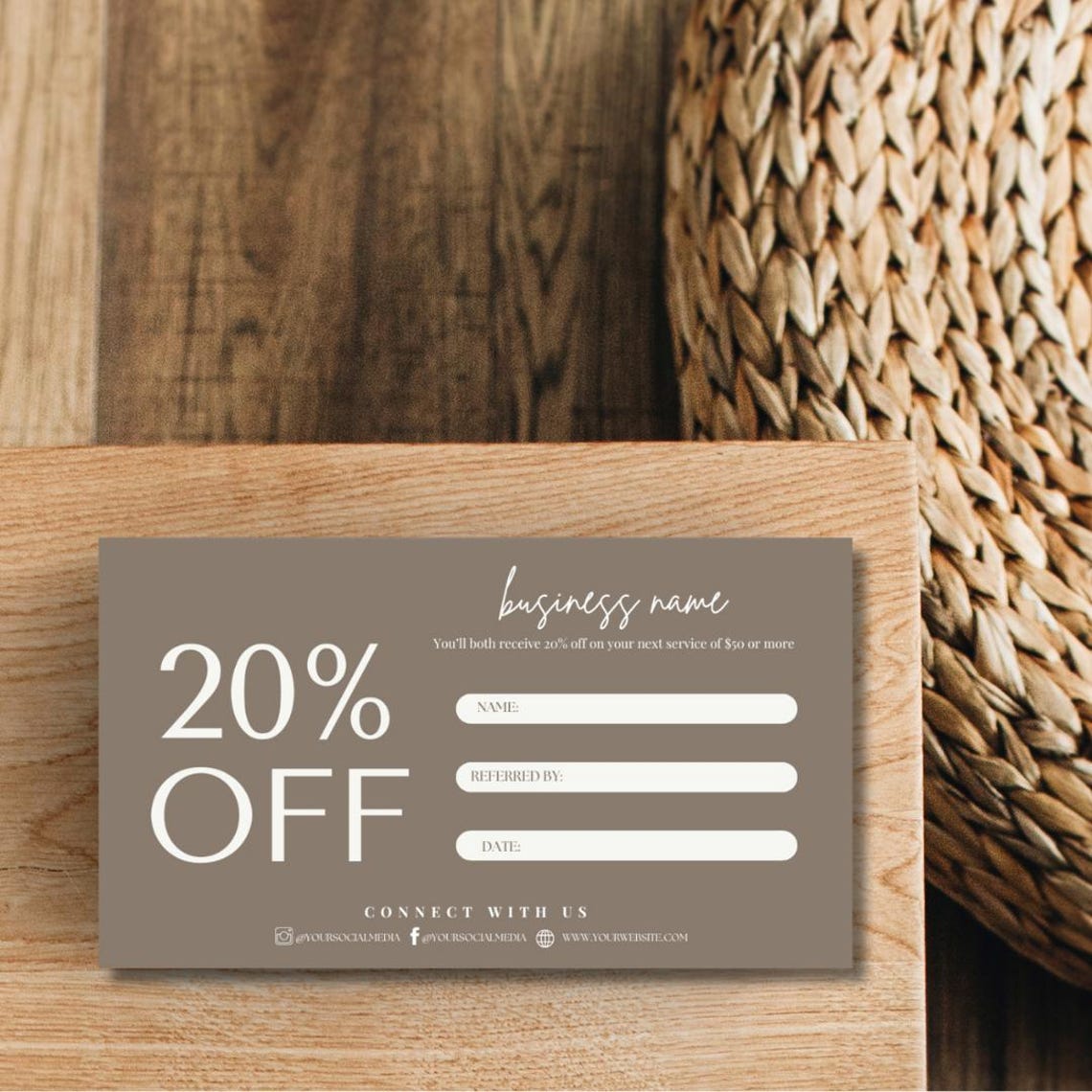 Editable Referral Card Canva Template Printable Refer a Friend Template ...