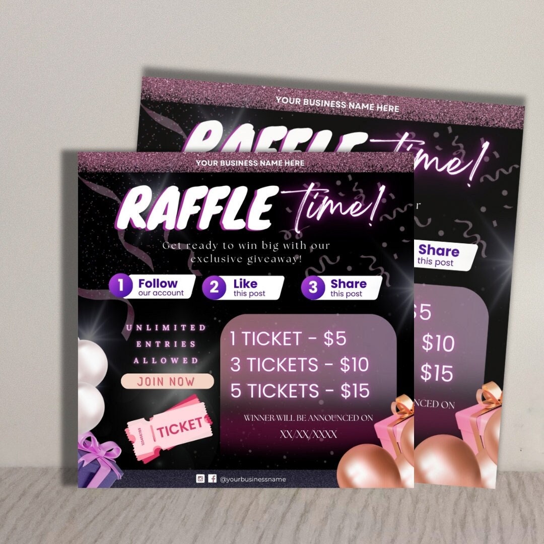 Pink Raffle Flyer Raffle Ticket Flyer Giveaway Flyer Hair Raffle Flyer ...