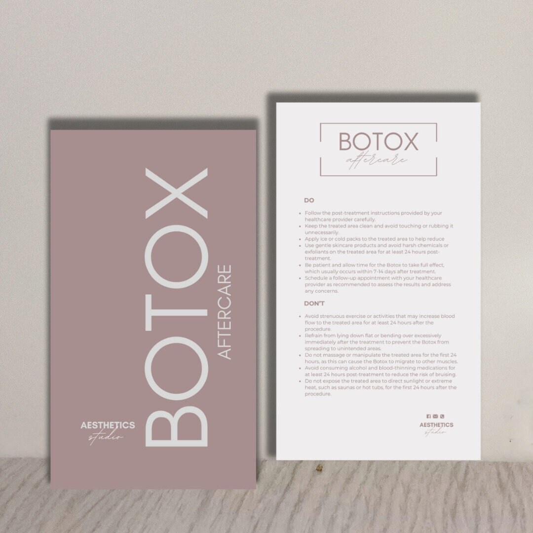 DIY Botox Filler Aftercare Card Design Skincare Mini Templates Editable ...