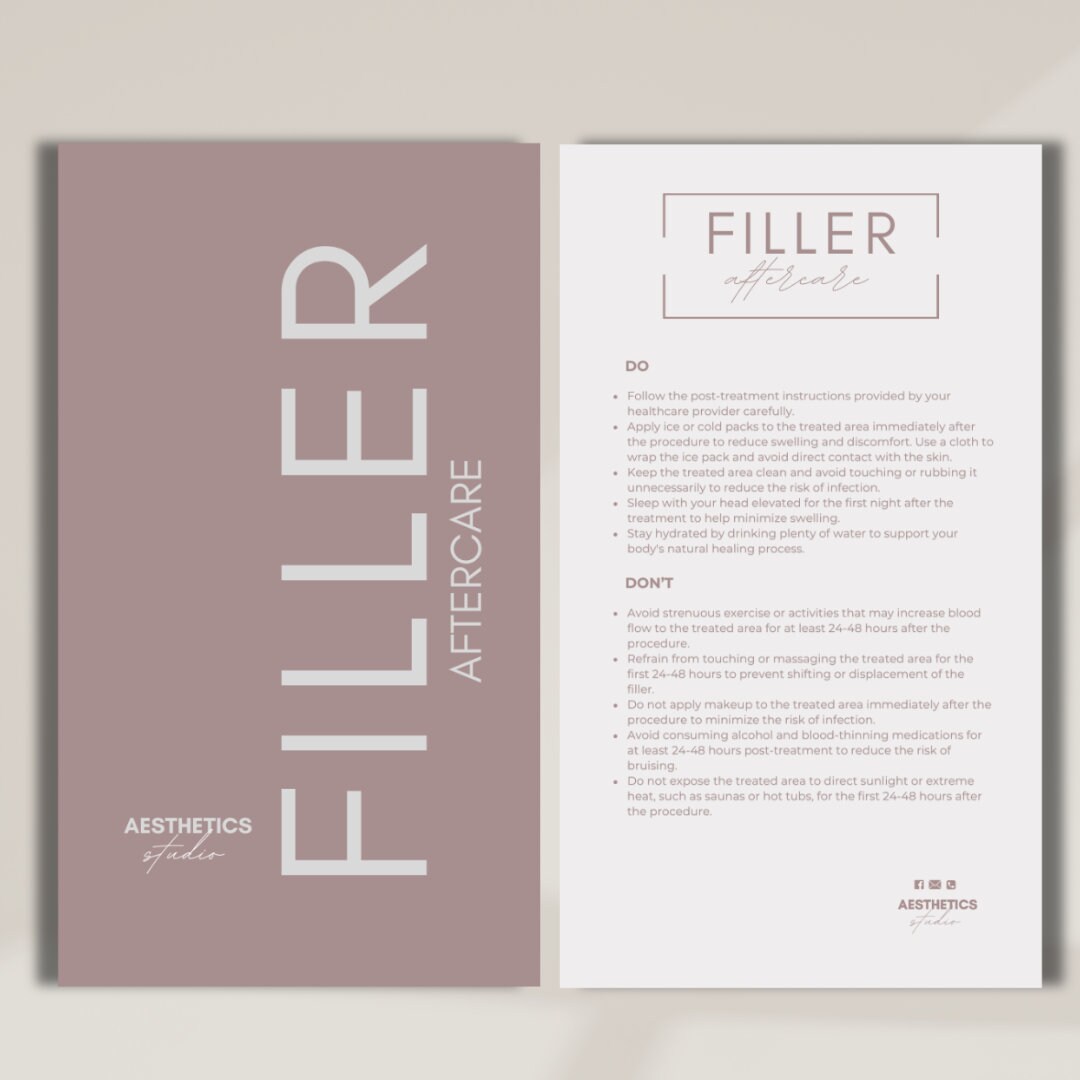 DIY Botox Filler Aftercare Card Design Skincare Mini Templates Editable ...