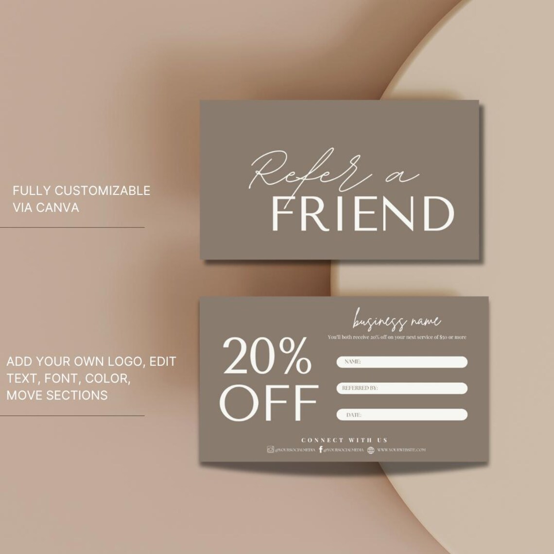 Editable Referral Card Canva Template Printable Refer a Friend Template ...