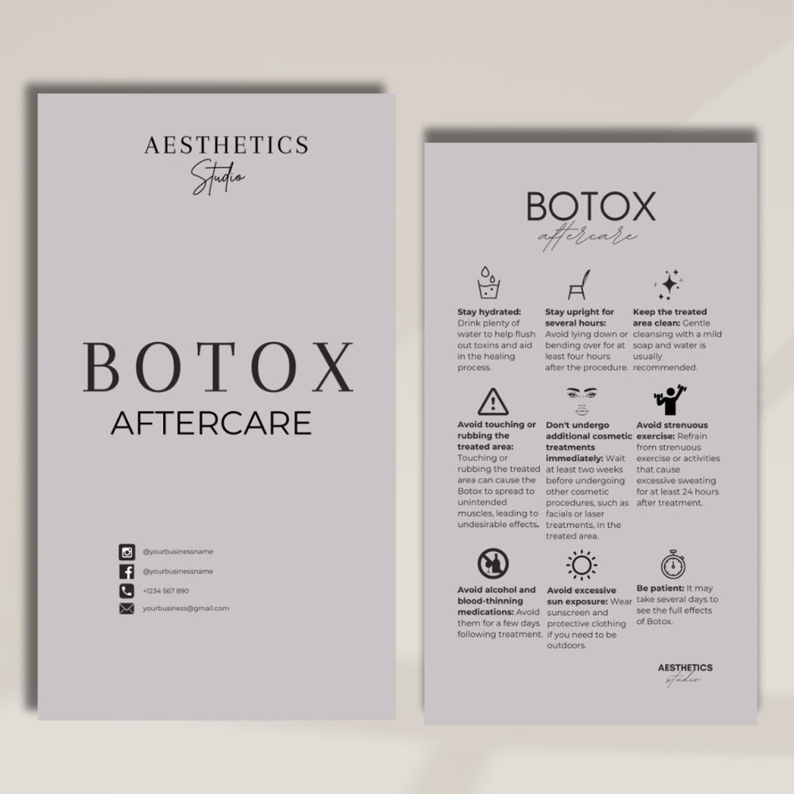 DIY Botox Aftercare Card Design Skincare Mini Templates Editable ...