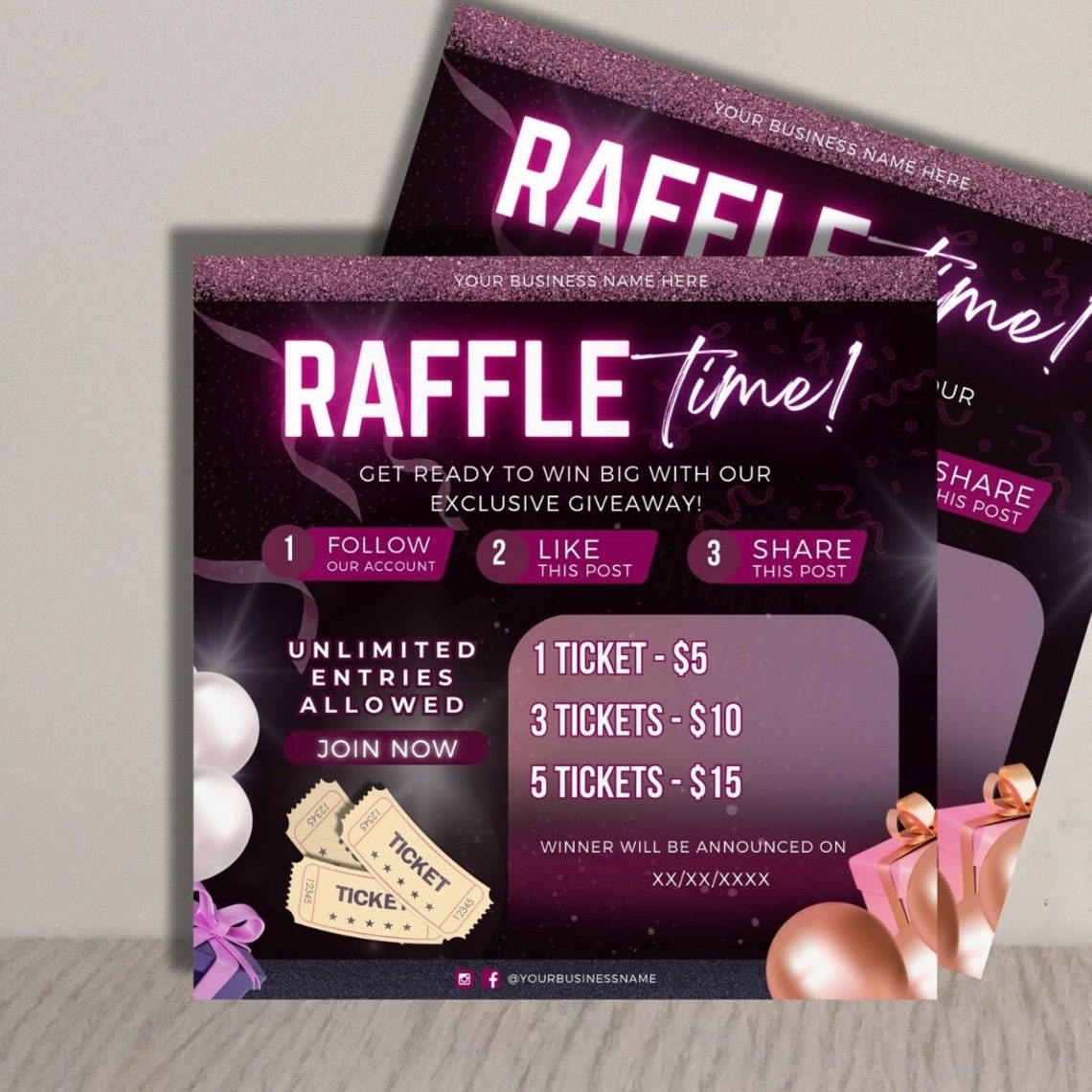 Pink Raffle Flyer Raffle Ticket Flyer Giveaway Flyer Hair Raffle Flyer ...