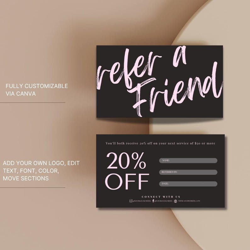 Editable Referral Card Canva Template Printable Refer a Friend Template ...