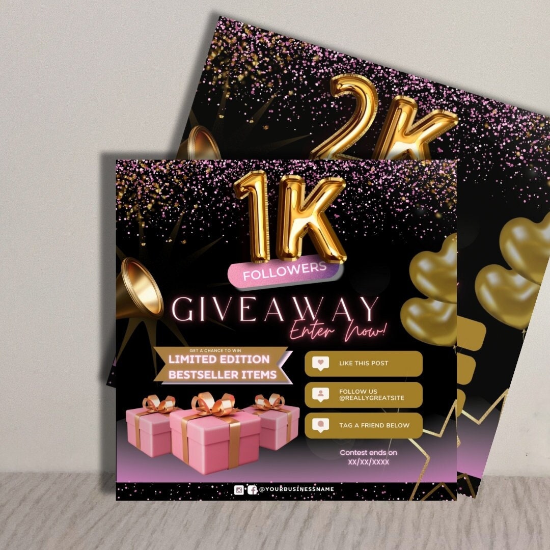 1K Giveaway Flyer DIY Flyer Template Design Milestone Contest Flyer Win ...