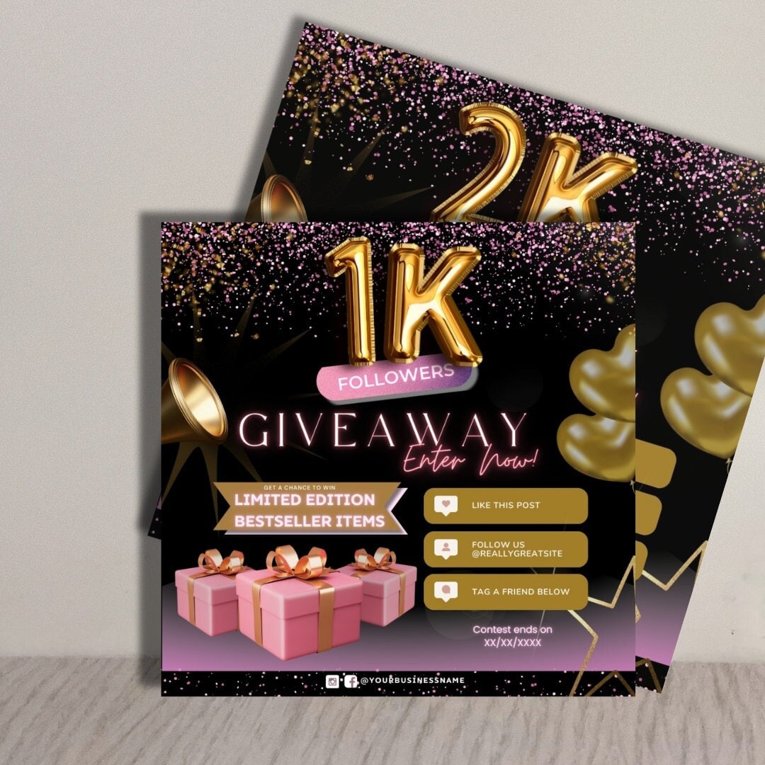 1K Giveaway Flyer DIY Flyer Template Design Milestone Contest Flyer Win ...