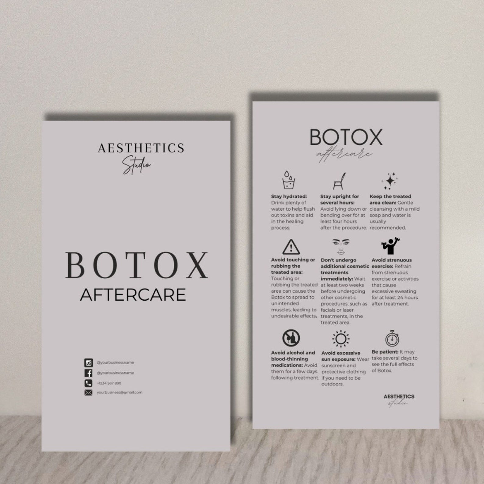 DIY Botox Aftercare Card Design Skincare Mini Templates Editable ...