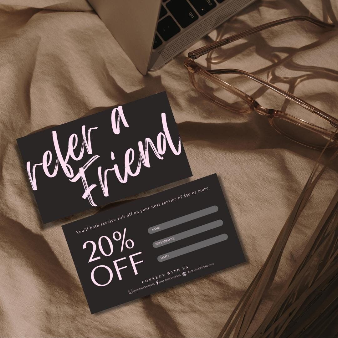 Editable Referral Card Canva Template Printable Refer a Friend Template ...
